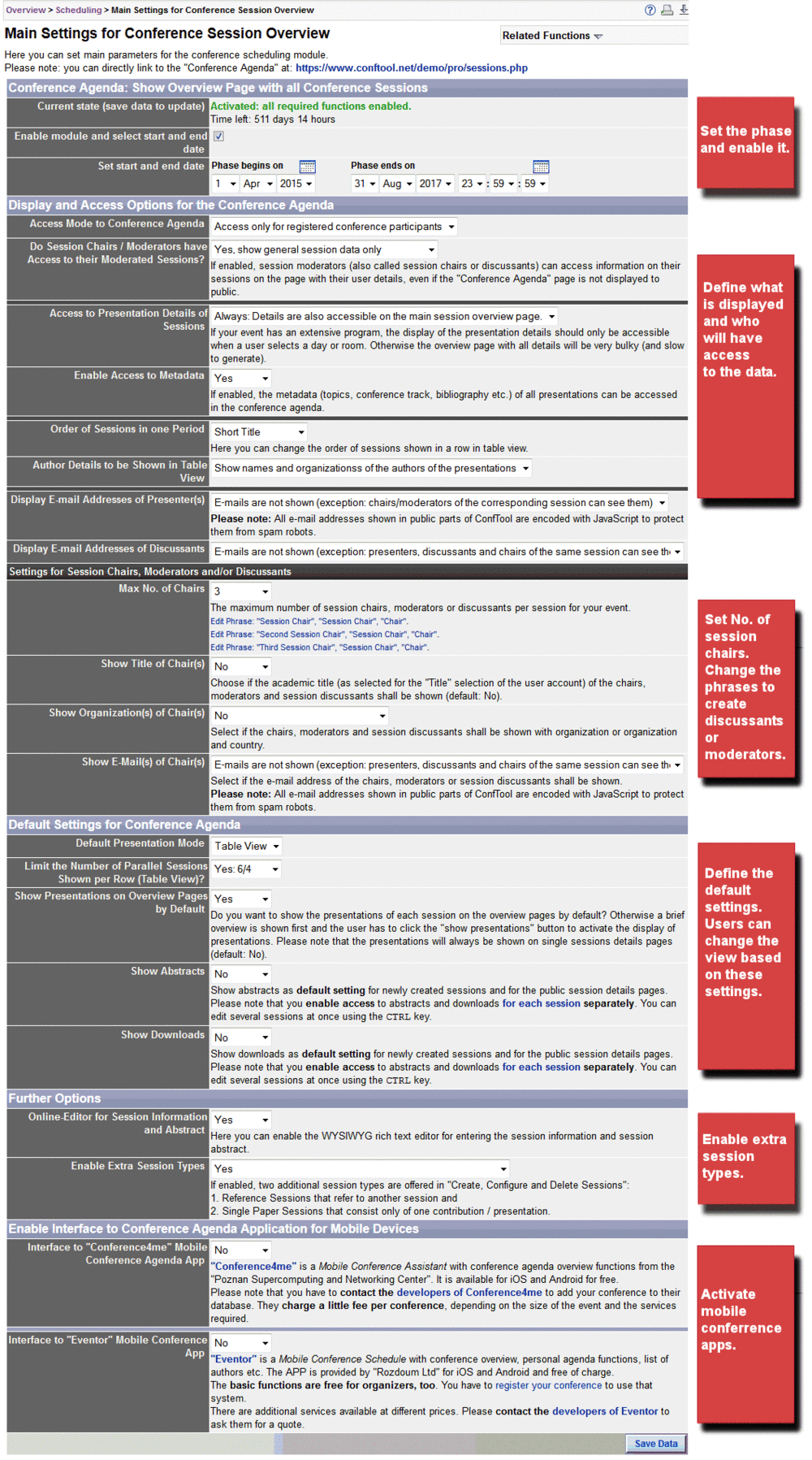 ConfTool: Create the Conference Agenda